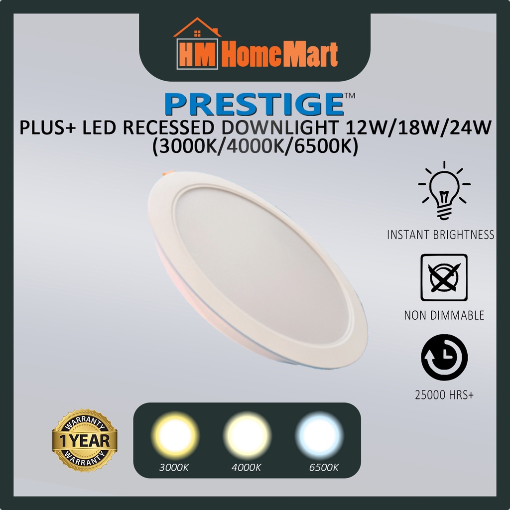 PRESTIGE PLUS+ LED Round Recessed Downlight 12W/18W/24W (3000K/4000K ...
